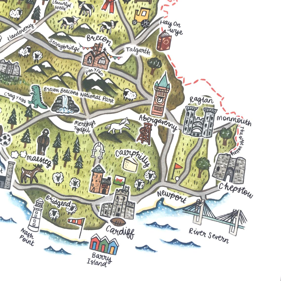 Map of Wales Print :: Visit Crickhowell